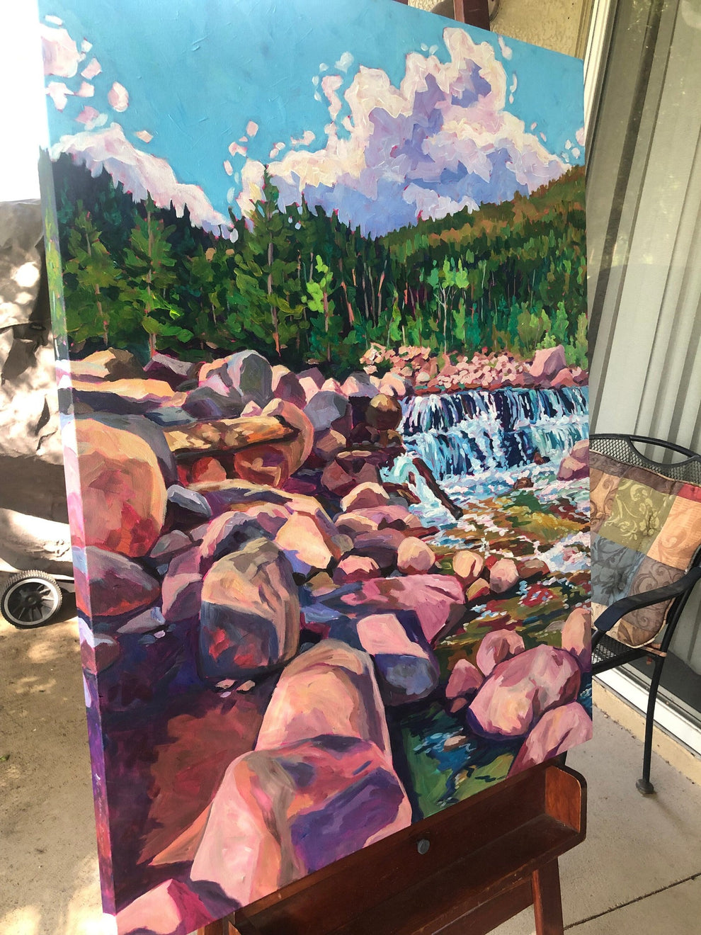 Alpine Falls RMNP two panel original painting – HeatherNagyArt