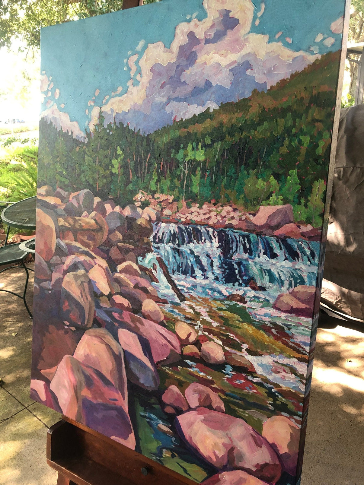 Alpine Falls RMNP two panel original painting – HeatherNagyArt