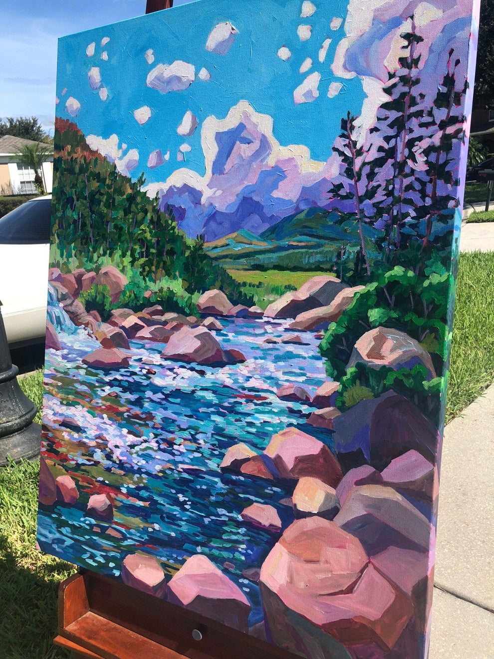 Alpine Falls RMNP two panel original painting – HeatherNagyArt